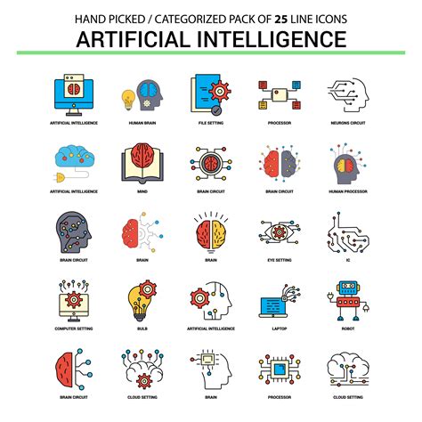 Artificial Intelligence Flat Line Icon Set Business Concept Icons Design Vector Art At