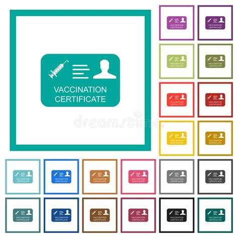 Vaccination Certificate Flat Color Icons With Quadrant Frames Stock Vector Illustration Of