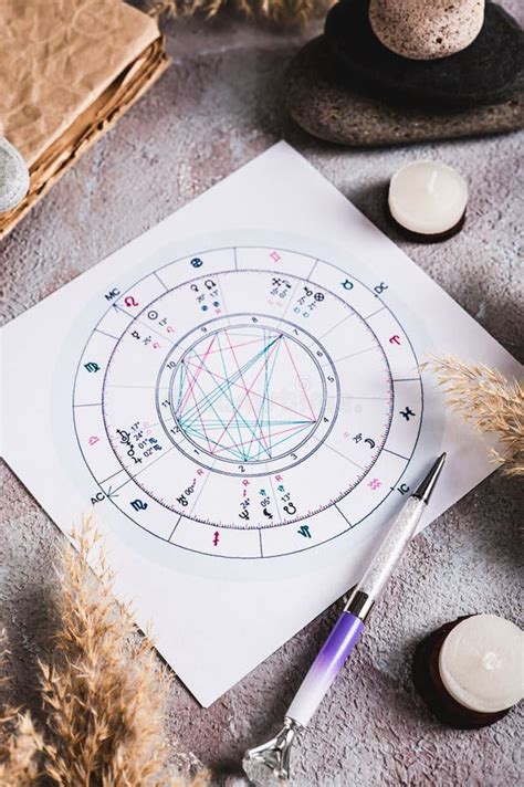 Astrological Natal Chart For Predicting Fate On A Sheet And A Pen On