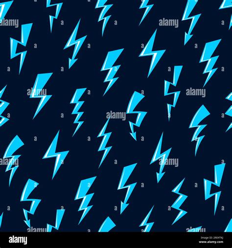 Cartoon Blue Lightnings Flashes Thunderbolts Seamless Pattern Thunder Bolts Vector Background Cartoon Blue Lightnings Flashes Thunderbolts Seamless Pattern Thunder Bolts Vector Background