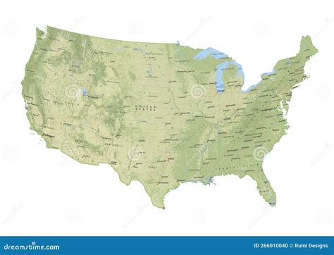 Usa Simply Beautiful Terrain Map With Labels Hd Stock Illustration