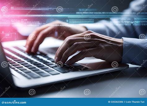 Close Hand View Of Making Digital Coding Stock Illustration