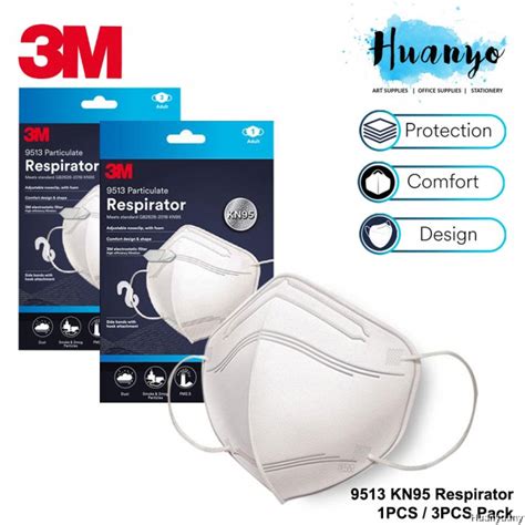 3m Kn95 9513 5 Layers Respirator Griffin White Face Medical Mask 1 3