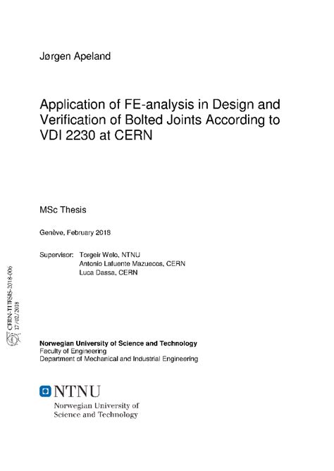 Cern Thesis 2018 006 Msc Thesis 2018 Ii Application Of Fea In Design And Verification Of