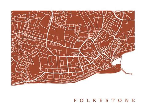 Folkestone Map Print England Wall Art Etsy Folkestone Map Art