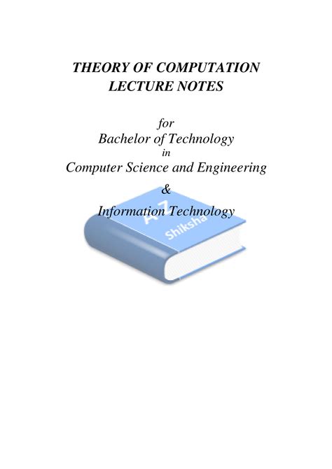 Theory Of Computation Notes For Cse 3 Year Theory Of Computation