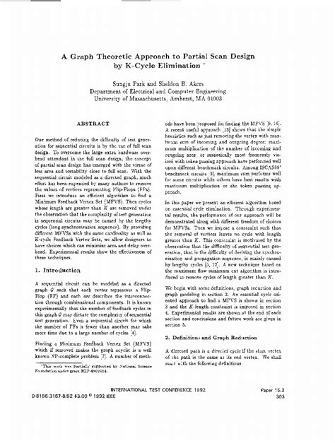 A Graph Theoretic Approach To Partial Scan Design By K Cycle Elimination Ieee Conference
