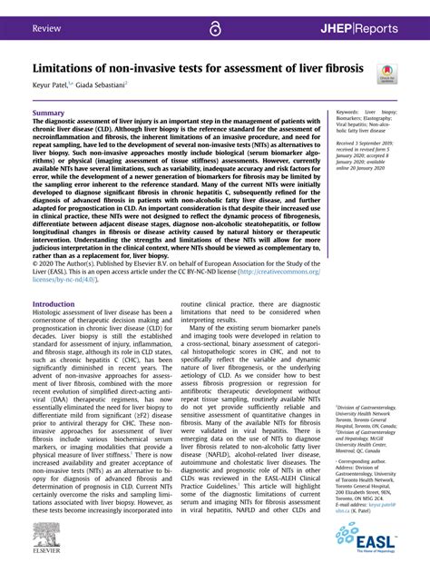 Pdf Limitations Of Noninvasive Tests For Assessment Of Liver Fibrosis