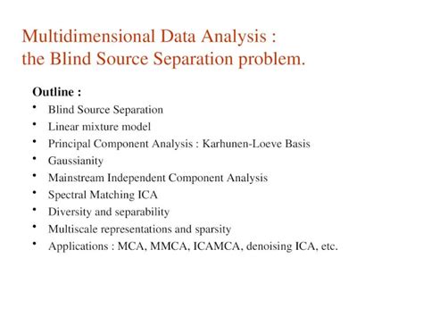 Ppt Multidimensional Data Analysis The Blind Source Separation