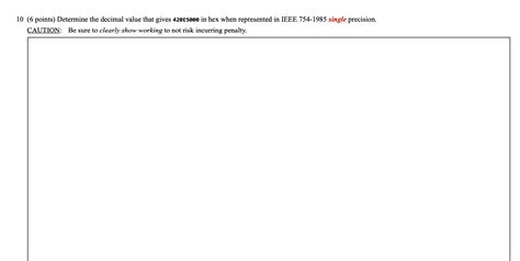 Solved 10 6 Points Determine The Decimal Value That Gives Chegg Com