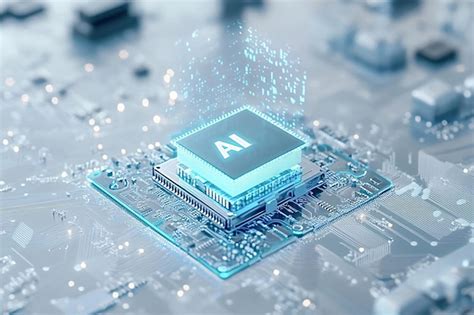 Artificial Intelligence Chip Processing Data On Circuit Board Premium AI Generated Image