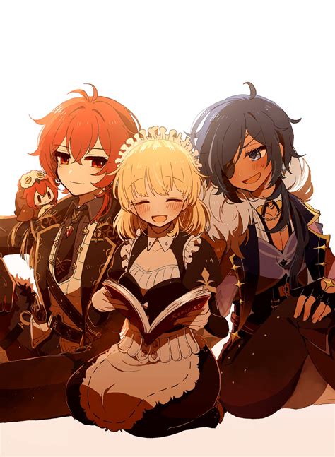 Diluc Kaeya And Adelinde Genshin Impact Drawn By Yuuzatta Danbooru
