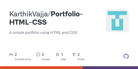 GitHub KarthikVajja Portfolio HTML CSS A Simple Portfolio Using HTML And CSS