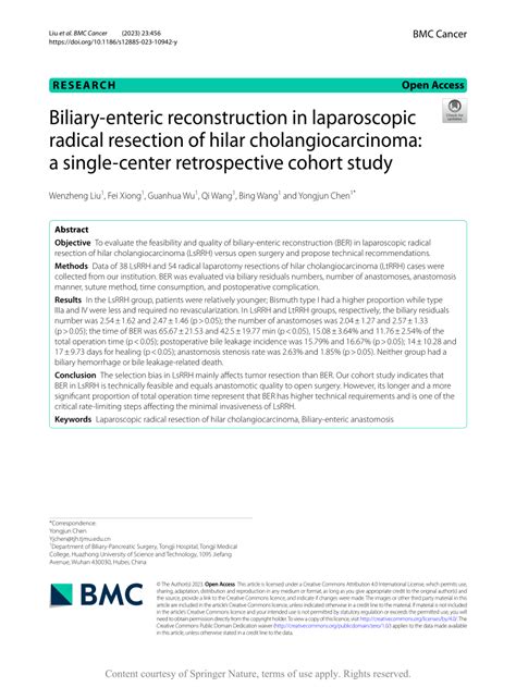 Pdf Biliary Enteric Reconstruction In Laparoscopic Radical Resection Of Hilar