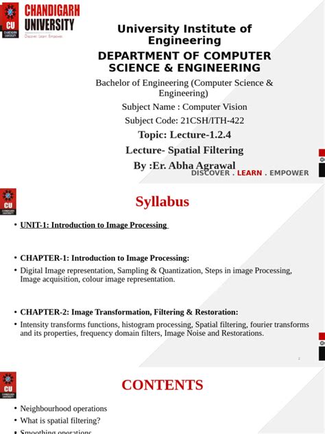 Lecture 124 Spatial Filtering Pdf Signal Processing