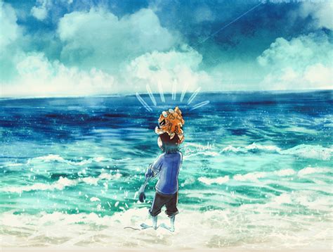 Safebooru 2girls Absurdres Alternate Form Beach Black Shorts Blue