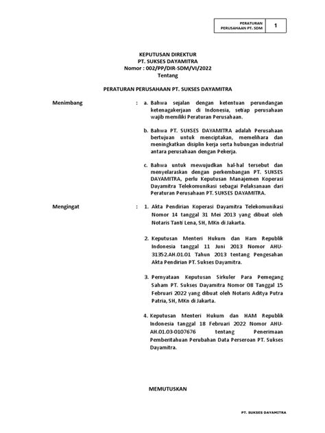 Draft Pp Sdm Revisi 19 Des 22 Final Pdf