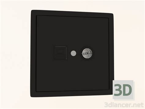 3d Model Socket Combined Rj45 Cat 6classe 8 Sat F Connector Simple Matte Carbon