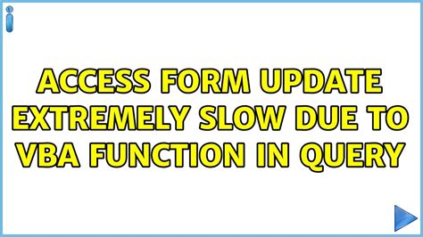 Access Form Update Extremely Slow Due To Vba Function In Query 2 Solutions Youtube