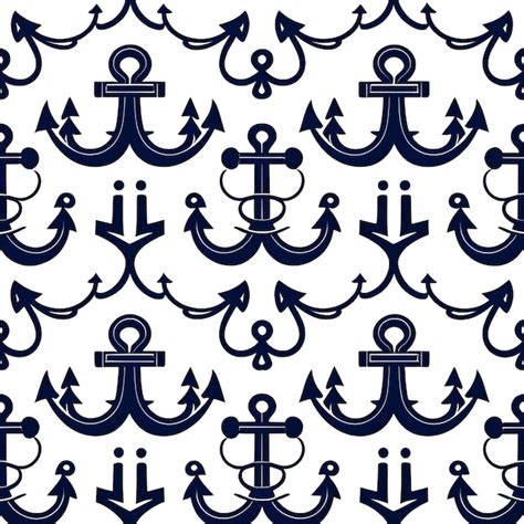 Premium Vector Seamless Tile Pattern Of Anchors On A Sailor Navy Background