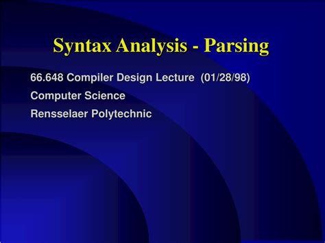 Ppt Syntax Analysis Parsing Powerpoint Presentation Free Download Id611532
