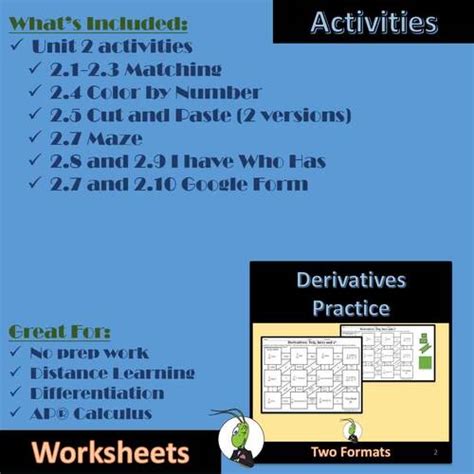 Ap Calculus Differentiation Unit 2 Practice Activity Bundle Tpt