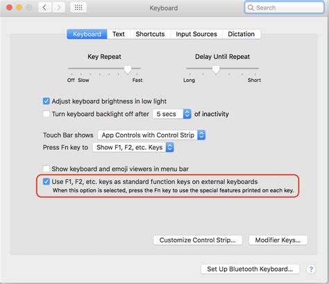 Macbook Pro How Do I Make Function Keys Work For An External Keyboard On Mbp With Touch Bar