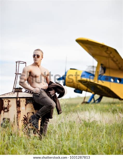 Naked Model Which Standing Front Airplane Stock Photo Shutterstock