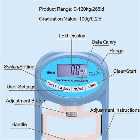 Handheld 120kg Digital Dynamometer Grip Strength Meter Automatically