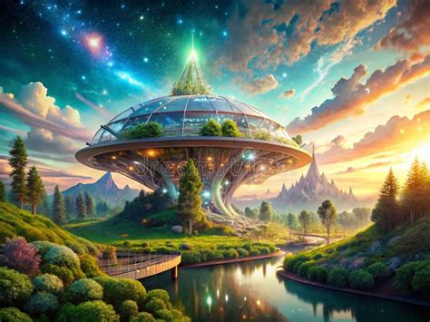 A Stunning Double Exposure Of A Futuristic Fantasy Structure Exploring The Intersection Of