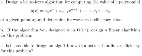 Solved A Design A Brute Force Algorithm For Computing The
