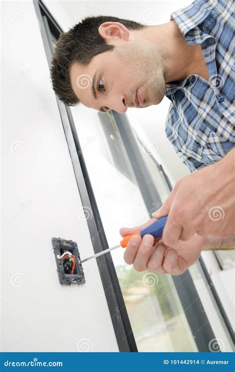 I Just Need To Change Electrical Socket Stock Photo Image Of Equipment Workman
