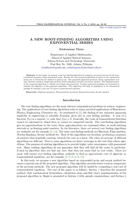 Pdf A New Root Finding Algorithm Using Exponential Series