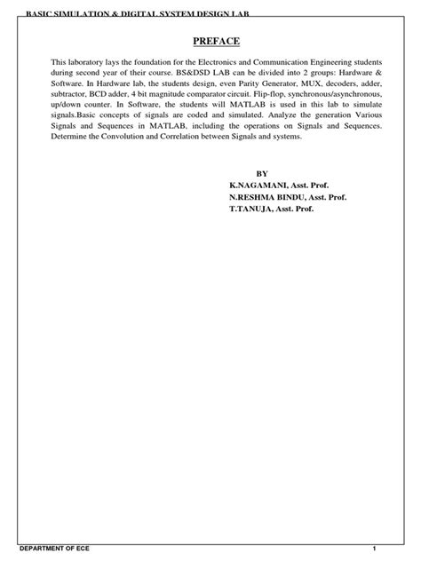 Bs And Dsd Lab Manual Final Pdf Engineering Electronic Engineering