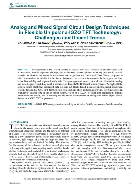 analog and mixed signal circuit design techniques in flexible unipolar