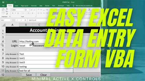 Easy Excel Data Entry Form Vba Youtube