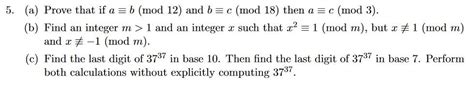solved 5 a prove that if a b mod 12 and b c mod