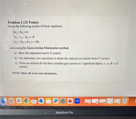 Problem 2 25 Points Given The Following System Of