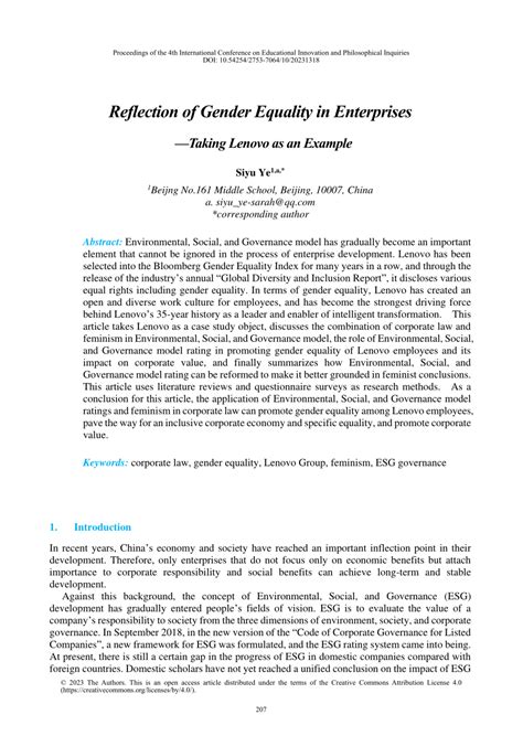 Pdf Reflection Of Gender Equality In Enterprises Taking Lenovo As An Example