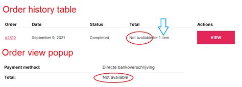 Php Hide Totals In The Order History Table And View Order Popup Based On Order Status In
