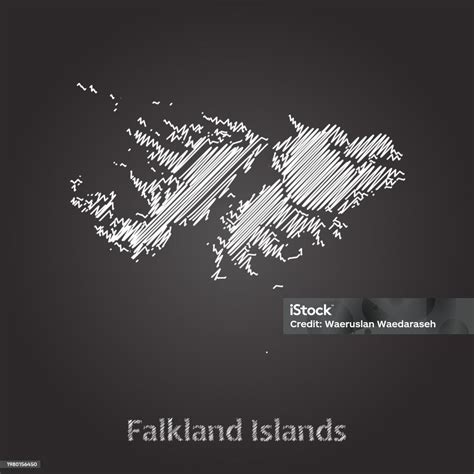 Ilustración De Mapa De Las Islas Malvinas Boceto De Garabato Blanco