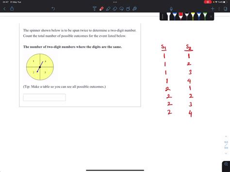 Solved The Spinner Shown Below Is To Be Spun Twice To Determine Two