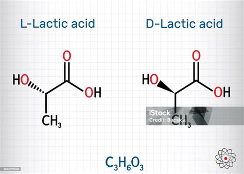 Axit Llactic Và Axit Dlactic Lactate Đường Sữa Phân Tử C3h6o3 Nó Là Chiral Bao Gồm Hai