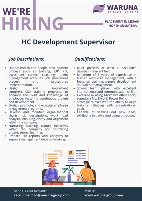 info loker sdm on linkedin hc development supervisor