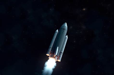 Free Photo Rocket Flying Through Space