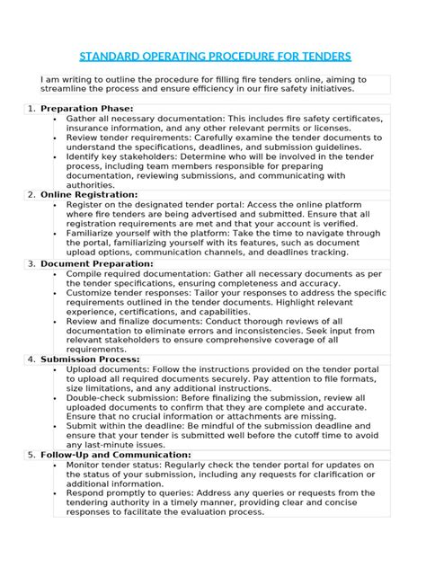 Submitting Tender Sop Pdf
