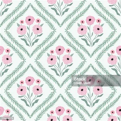 Vintage Seamless Pattern With Spring Floral Bouquets And Branches