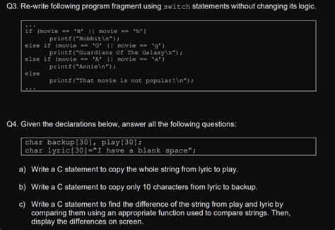 Solved Q3 Re Write Following Program Fragment Using Switch