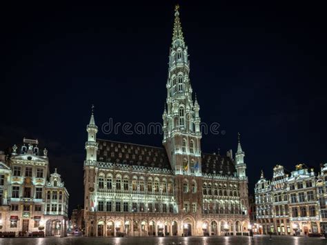 The Grand Place At Night In Brussels Stock Image Image Of History