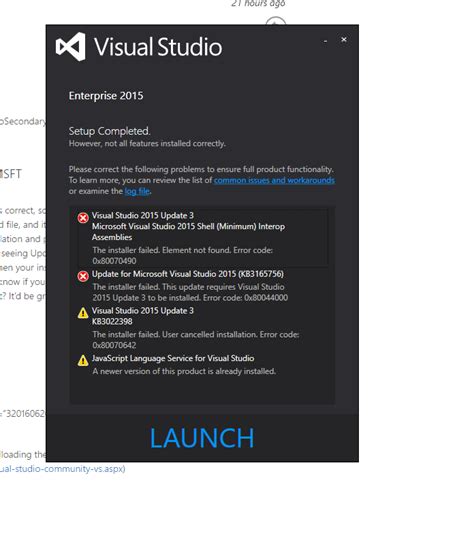 Can T Update Visual Studio Enterprise Update 2 With Update 3 Stack Overflow